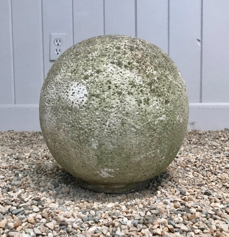 Pair of French Mossy Cast Stone Balls at 1stDibs