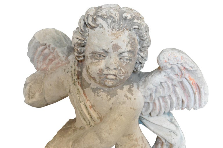 Pair of French 15th Century Stone Angel Statues at 1stDibs