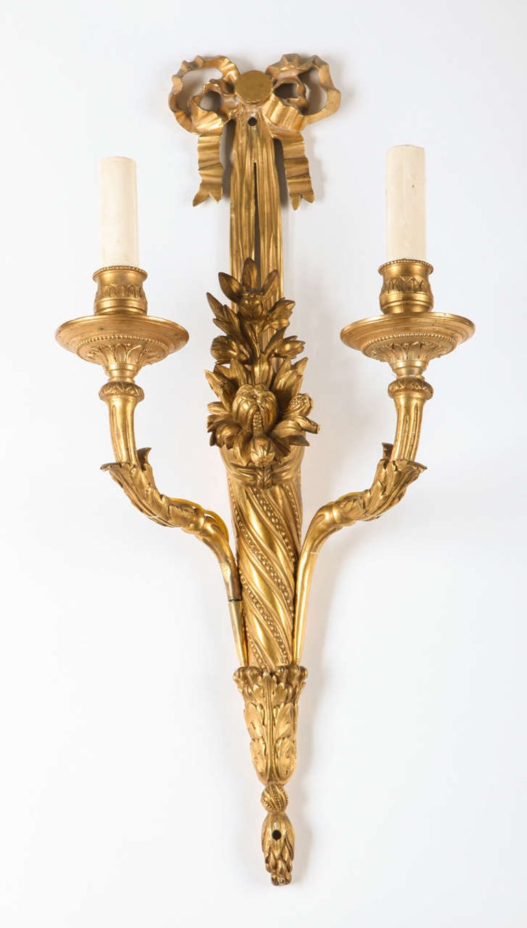 Pair of French, 18th Century Louis XVI Ormolu Two-Arm Sconces, 1780 For ...