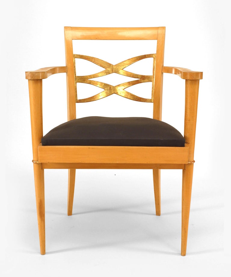 Pair of French Sycamore Gilded Armchairs For Sale at 1stDibs