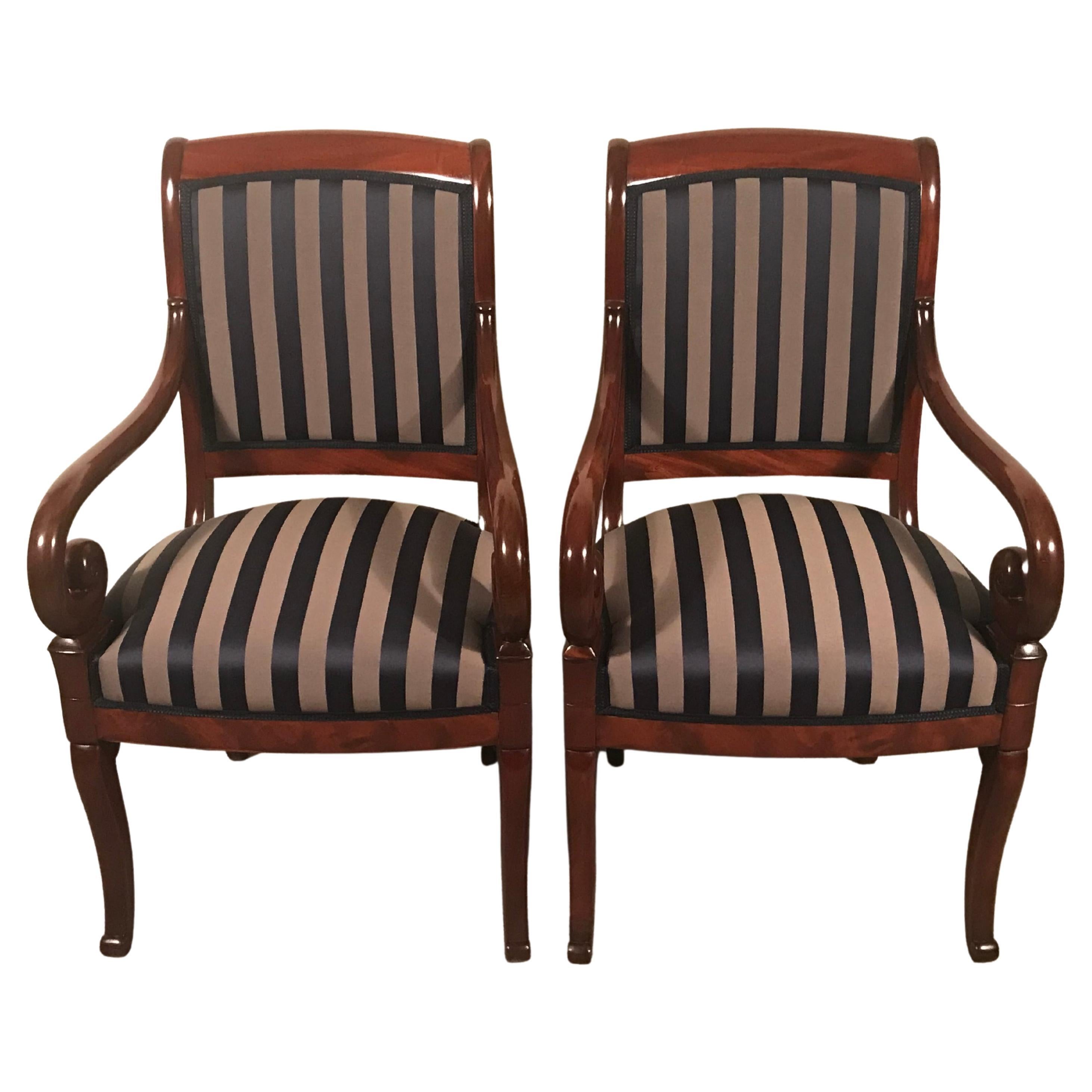 Pair of 19th Century Mahogany Klismos Armchairs after a Design by ...