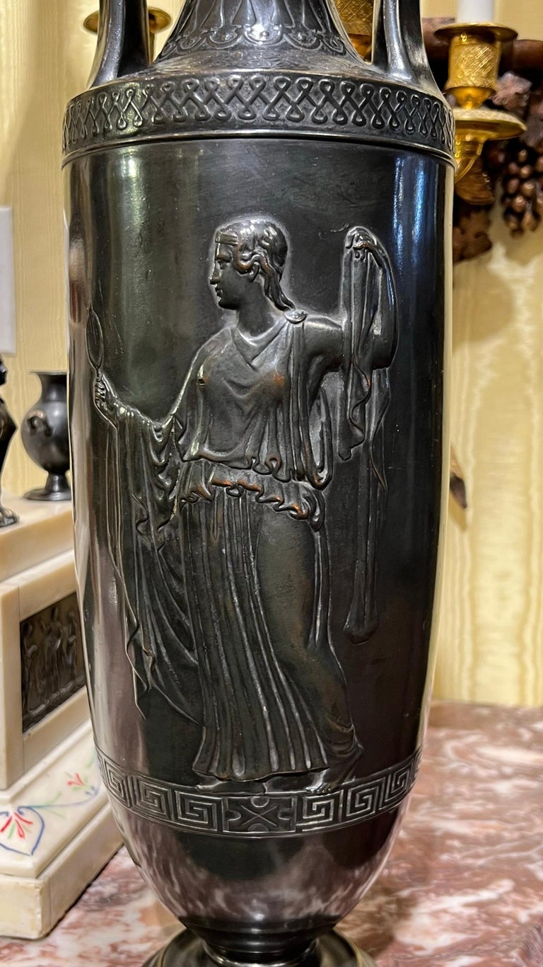 Pair of French 19th Century Greek Revival Neoclassical Patinated Bronze ...