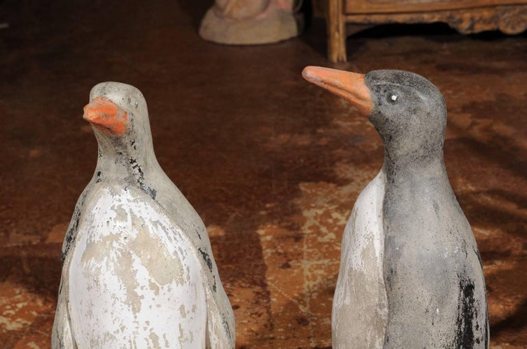 Pair of French 19th Century Lifesize Penguin Sculptures with Weathered ...