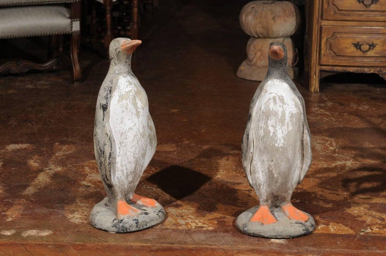 Pair of French 19th Century Lifesize Penguin Sculptures with Weathered ...