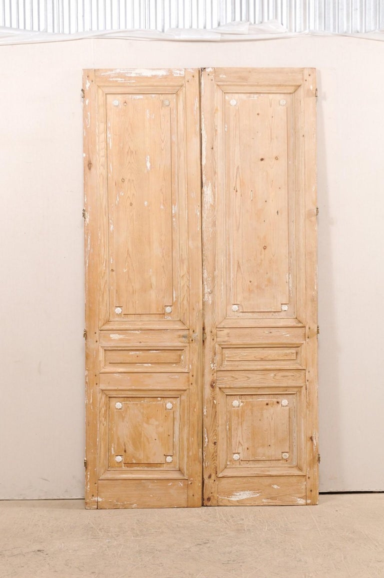 Pair of French 19th Century Linenfold Carved Wood Doors For Sale at ...