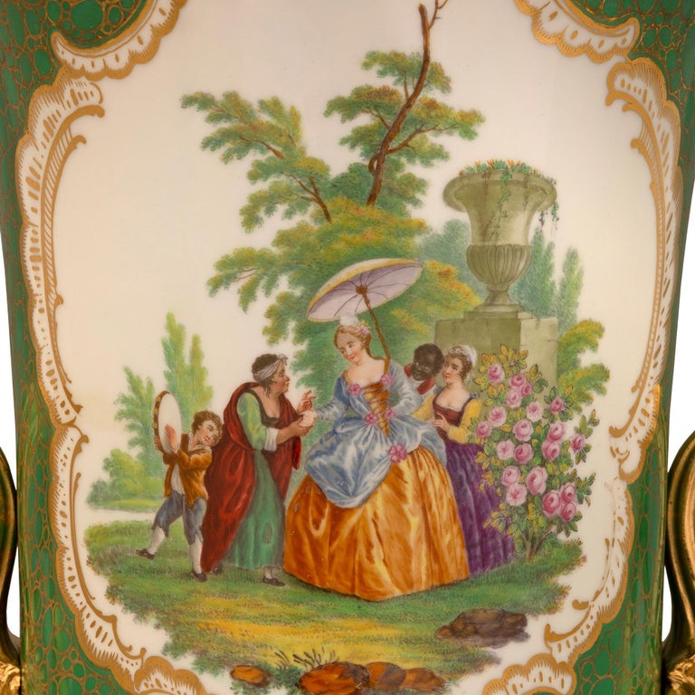 Pair of French 19th Century Louis XVI St. Sèvres Porcelain Urns For ...