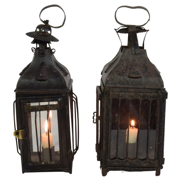 Pair of French, 19th Century Metal Lanterns at 1stDibs