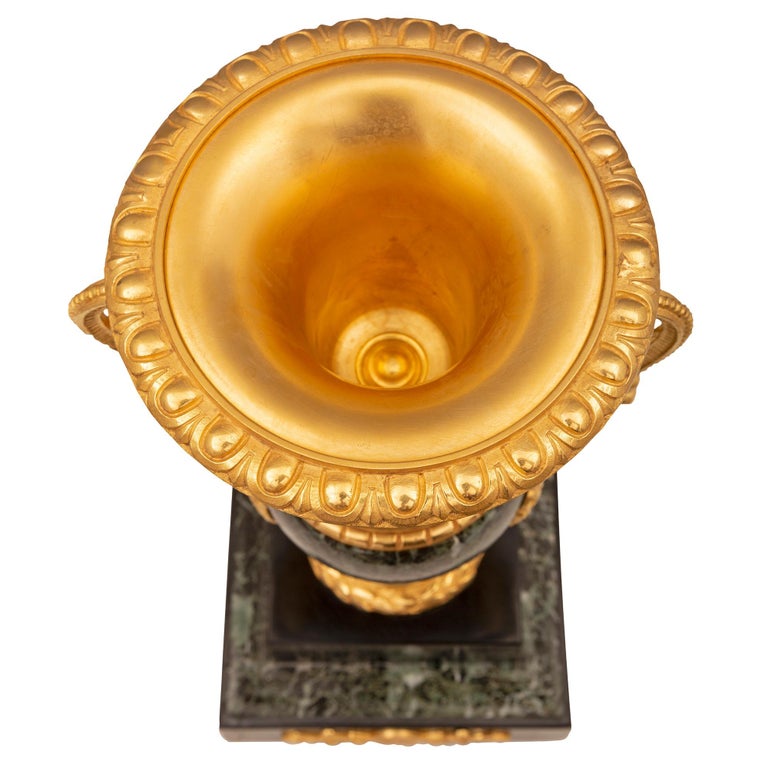 Pair of French 19th Century Neo-Classical St. Marble and Ormolu Urns ...