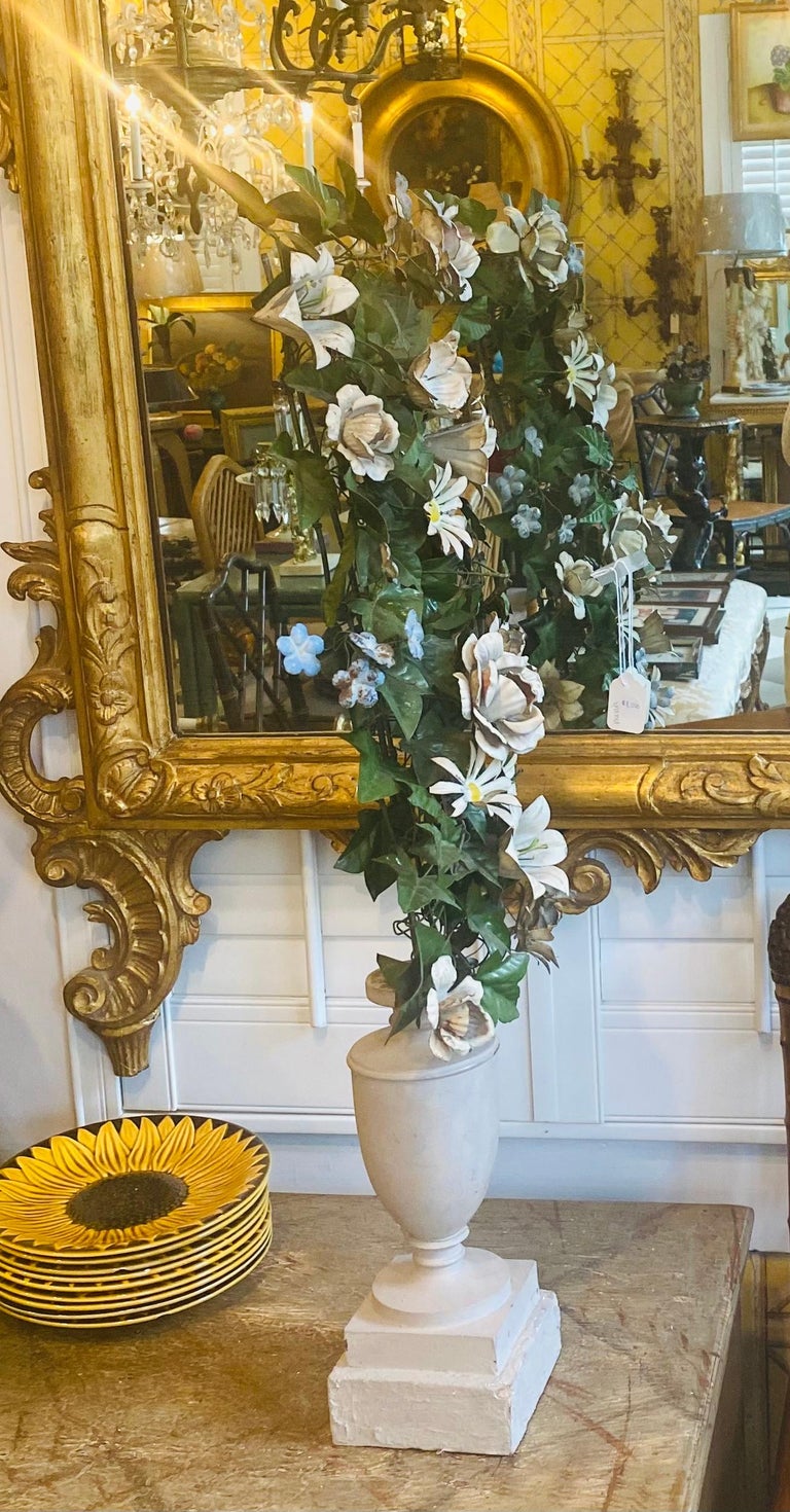 Pair of French 19th Century Painted Tole Flowers For Sale at 1stDibs