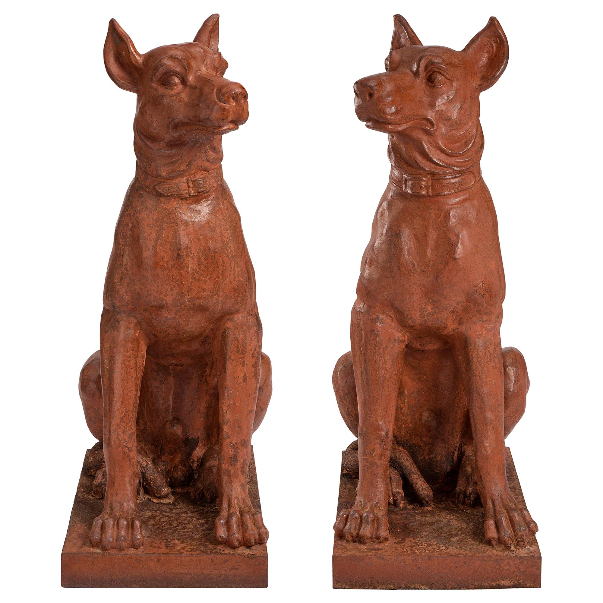 Antique Cast Iron Dogs, circa 1920 For Sale at 1stDibs
