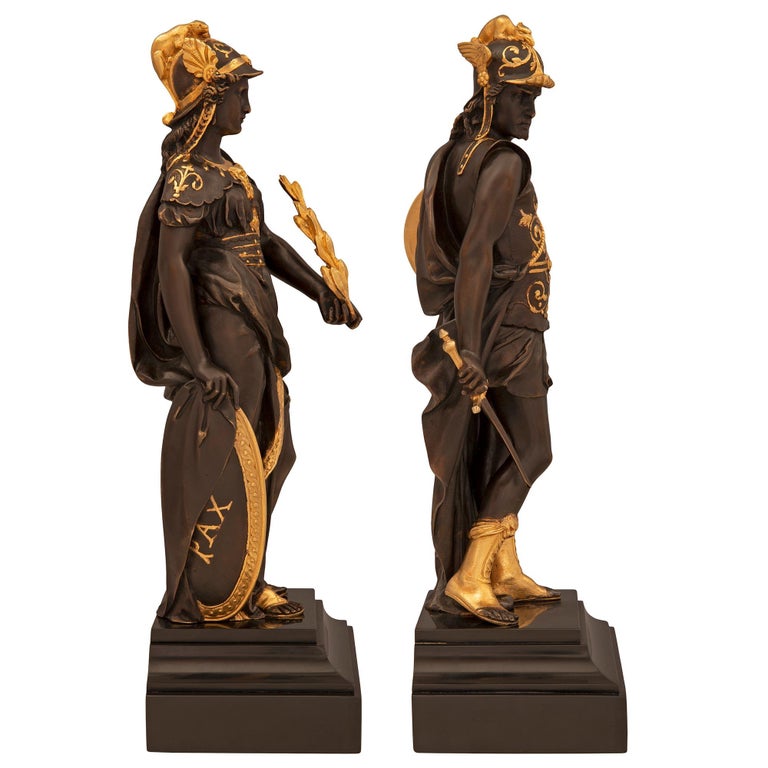 Pair of French 19th Century Renaissance St. Bronze, Marble, and Ormolu ...