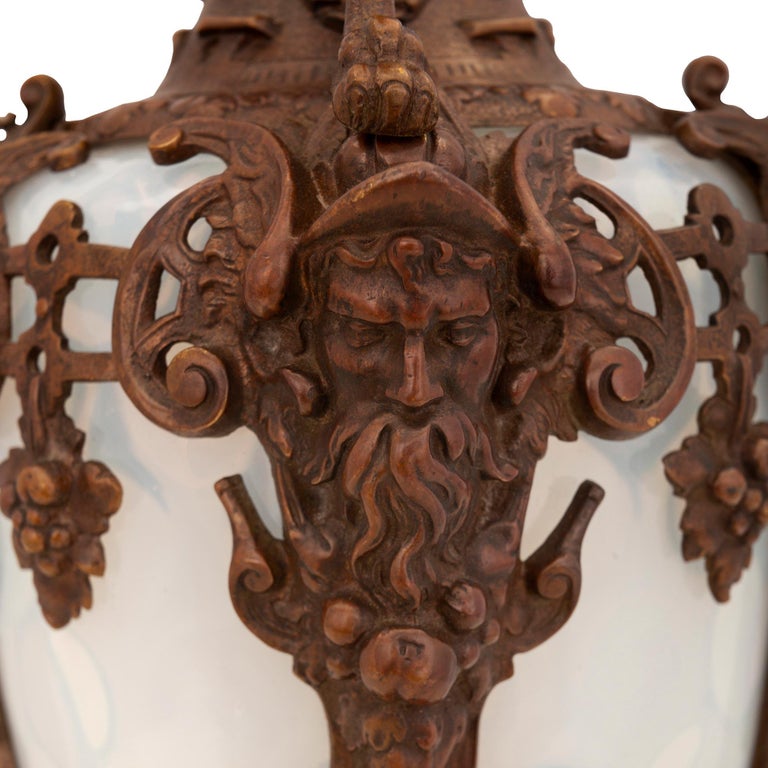 Pair of French 19th Century Renaissance St. Bronze, Opaline, and Marble ...