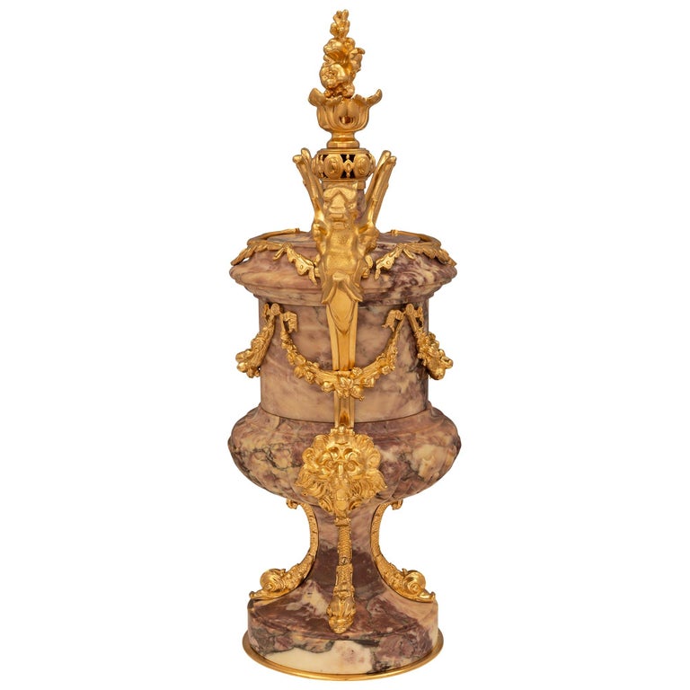 Pair Of French 19th Century Renaissance St. Ormolu And Marble Urns For ...
