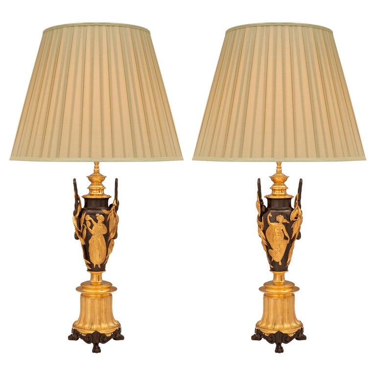 Pair of French 19th Century Renaissance St. Patinated Bronze and Ormolu ...