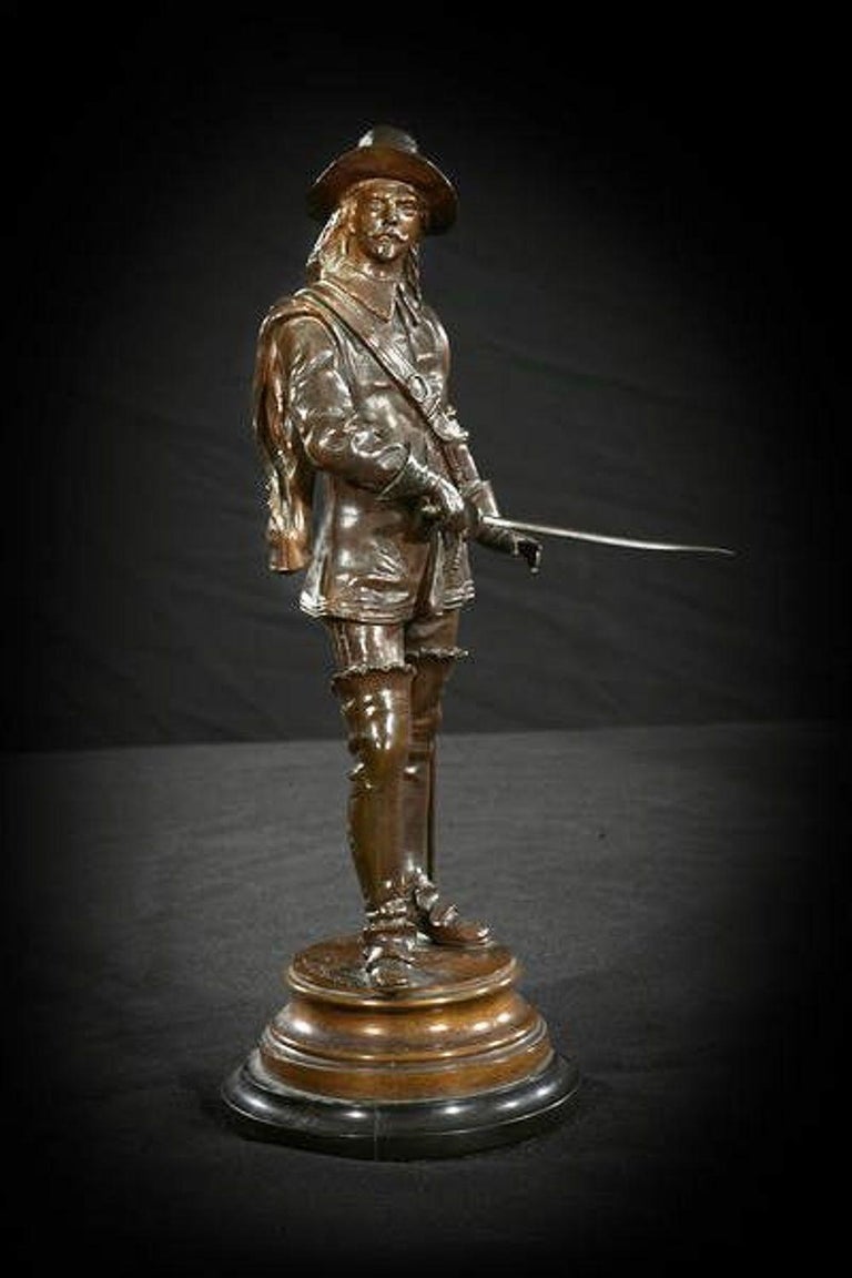 Pair of French 19th Century Signed Bronze Cavaliers For Sale at 1stDibs