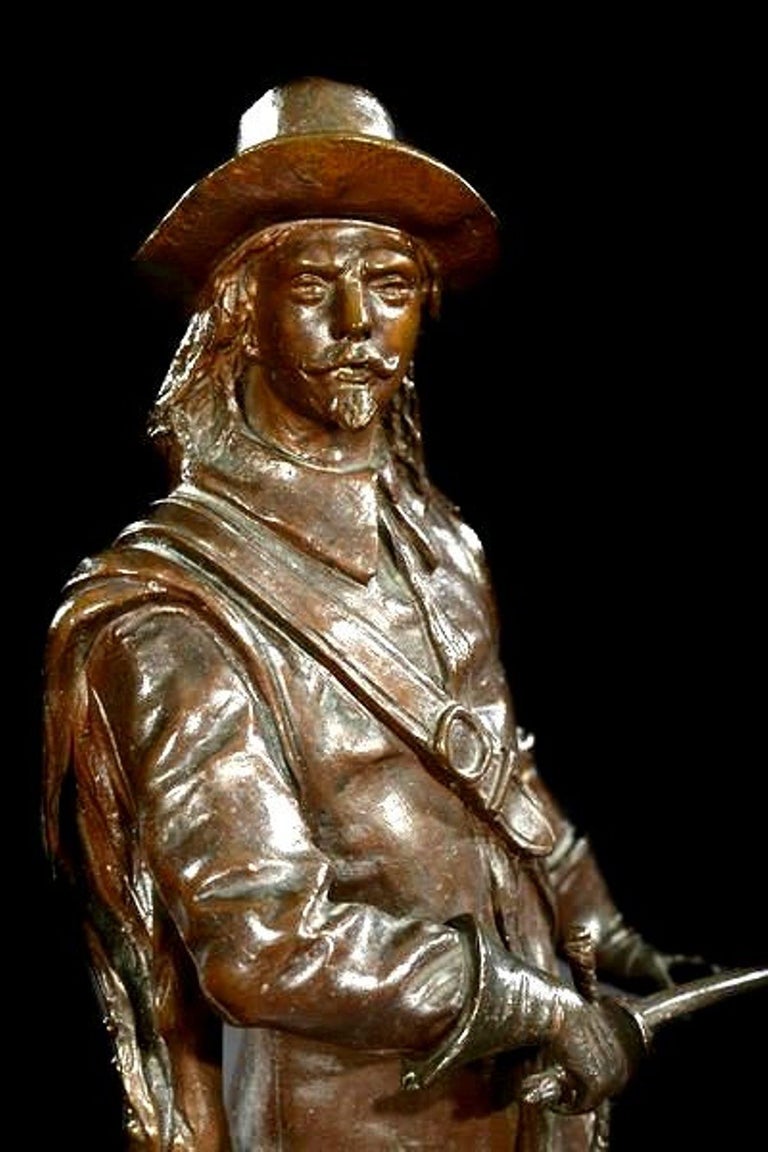 Pair of French 19th Century Signed Bronze Cavaliers For Sale at 1stDibs