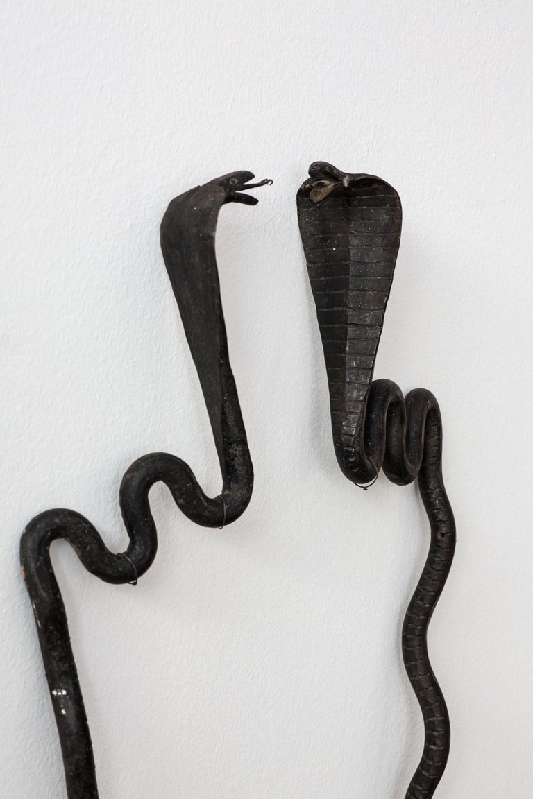 Pair of French Antique Art Deco Snake Wall Lights made of Wrought Iron ...