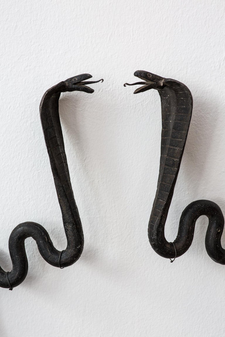 Pair of French Antique Art Deco Snake Wall Lights made of Wrought Iron ...