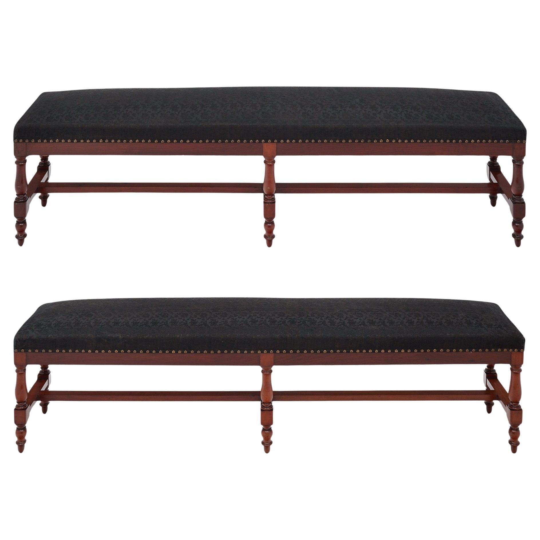 Antique Pair Of Cherry Wood Benches at 1stDibs