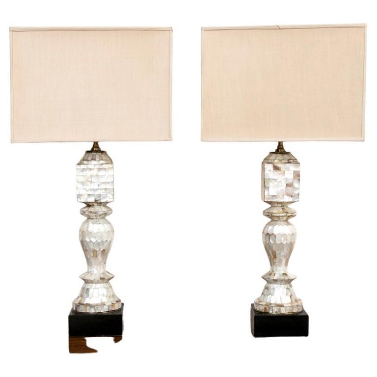 Pair of French Antique Eric Appel Tessellated Mother of Pearl Table ...