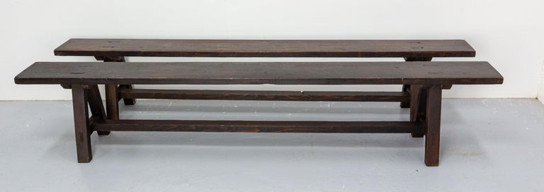 Pair of French Antique Style Farmhouse Benches Massive Pine, circa 1930 ...