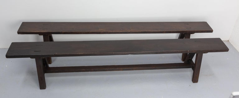 Pair of French Antique Style Farmhouse Benches Massive Pine, circa 1930 ...