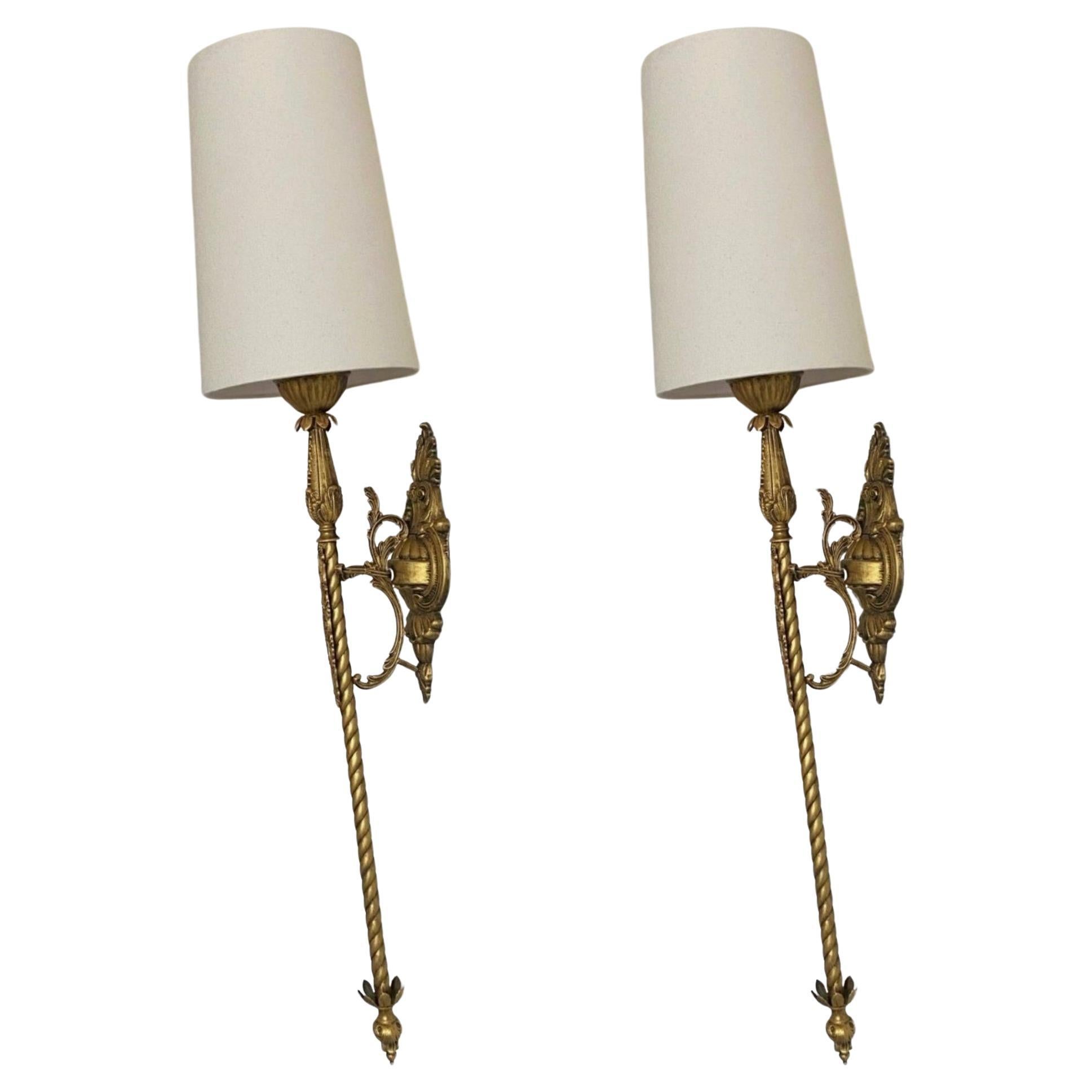 Pair of French Art Deco Torchiere Wall Sconces Converted to Electric ...