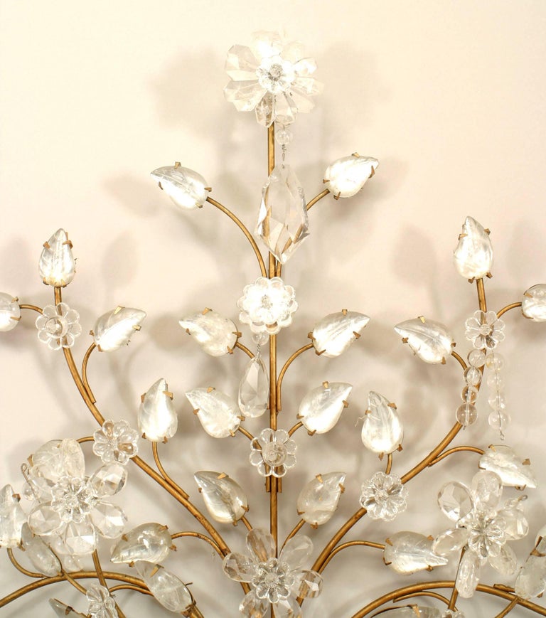 Pair of Maison Bagues French Art Deco Floral Crystal Wall Sconces For ...