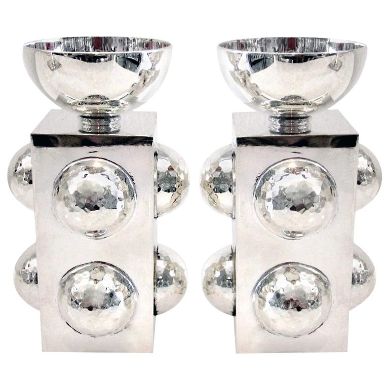 Pair of Art Deco Candlesticks Made from Wood at 1stDibs
