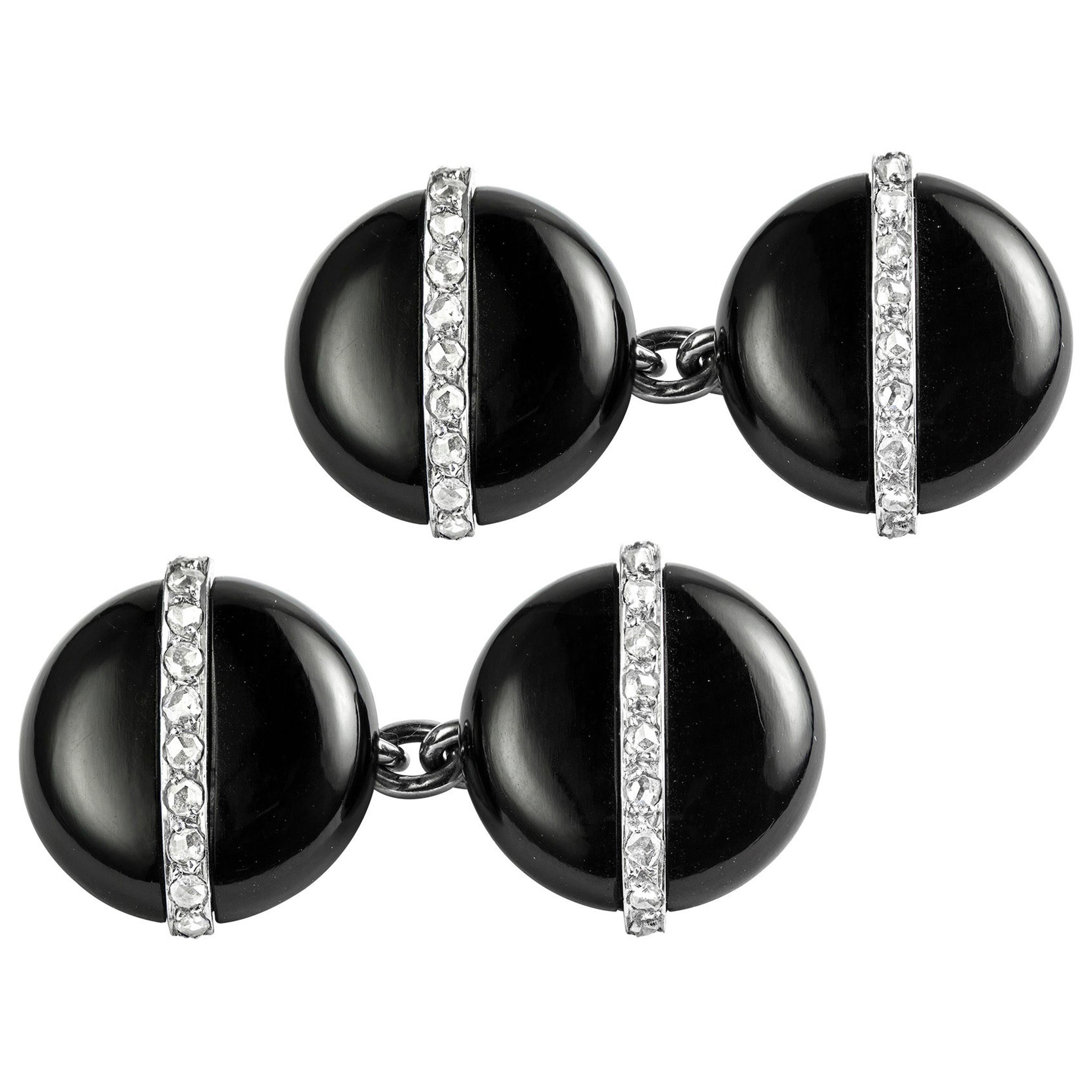 Pair of Art Deco Style Ruby and Diamond Cufflinks For Sale at 1stDibs