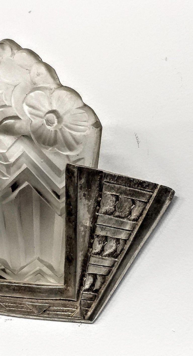Pair of French Art Deco Geometric Sconces by Noverdy For Sale at 1stDibs