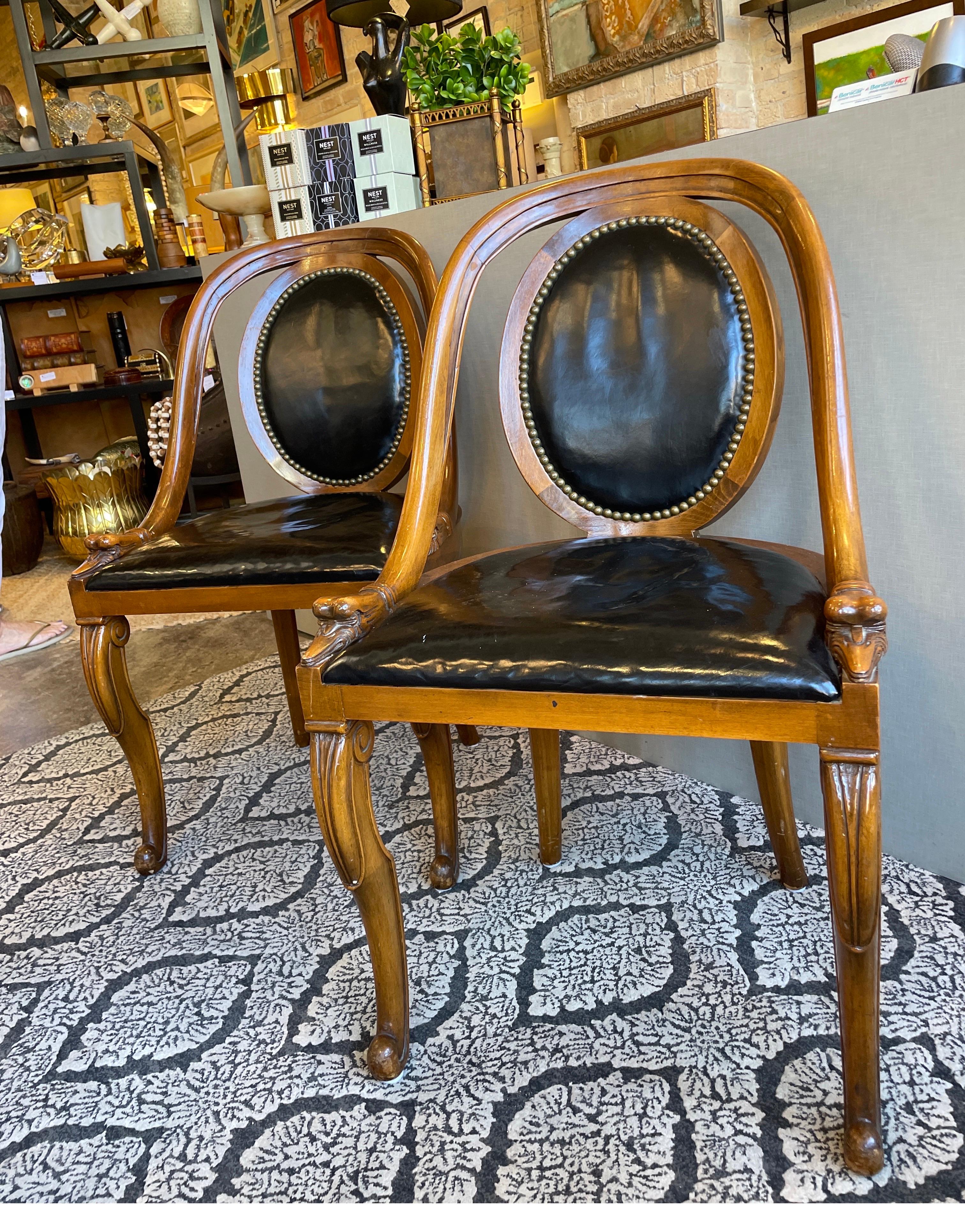 Pair of French Art Deco Goosehead chairs For Sale at 1stDibs