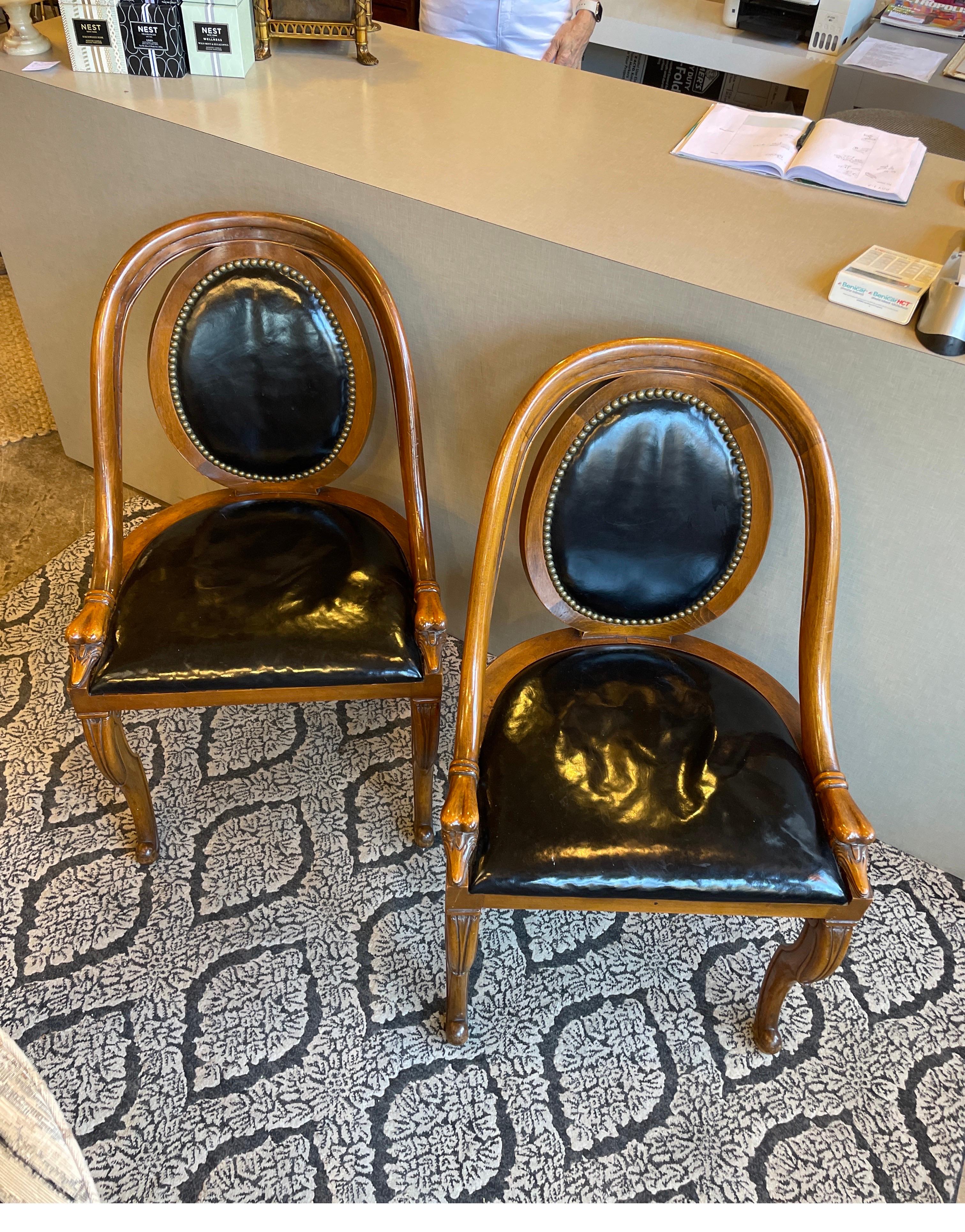 Pair of French Art Deco Goosehead chairs For Sale at 1stDibs
