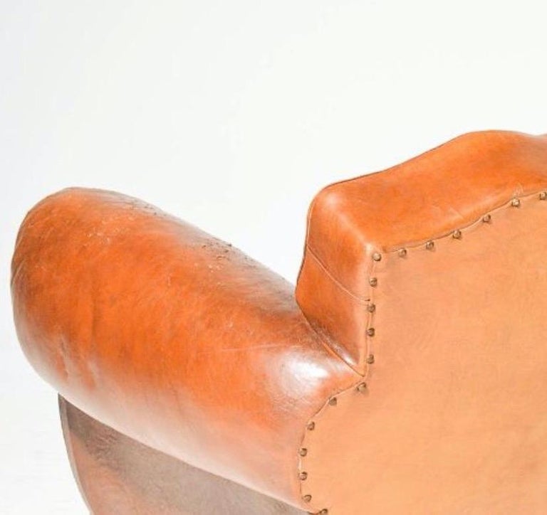 Pair of French Art Deco Leather Moustache Back Lounge Chairs For Sale ...