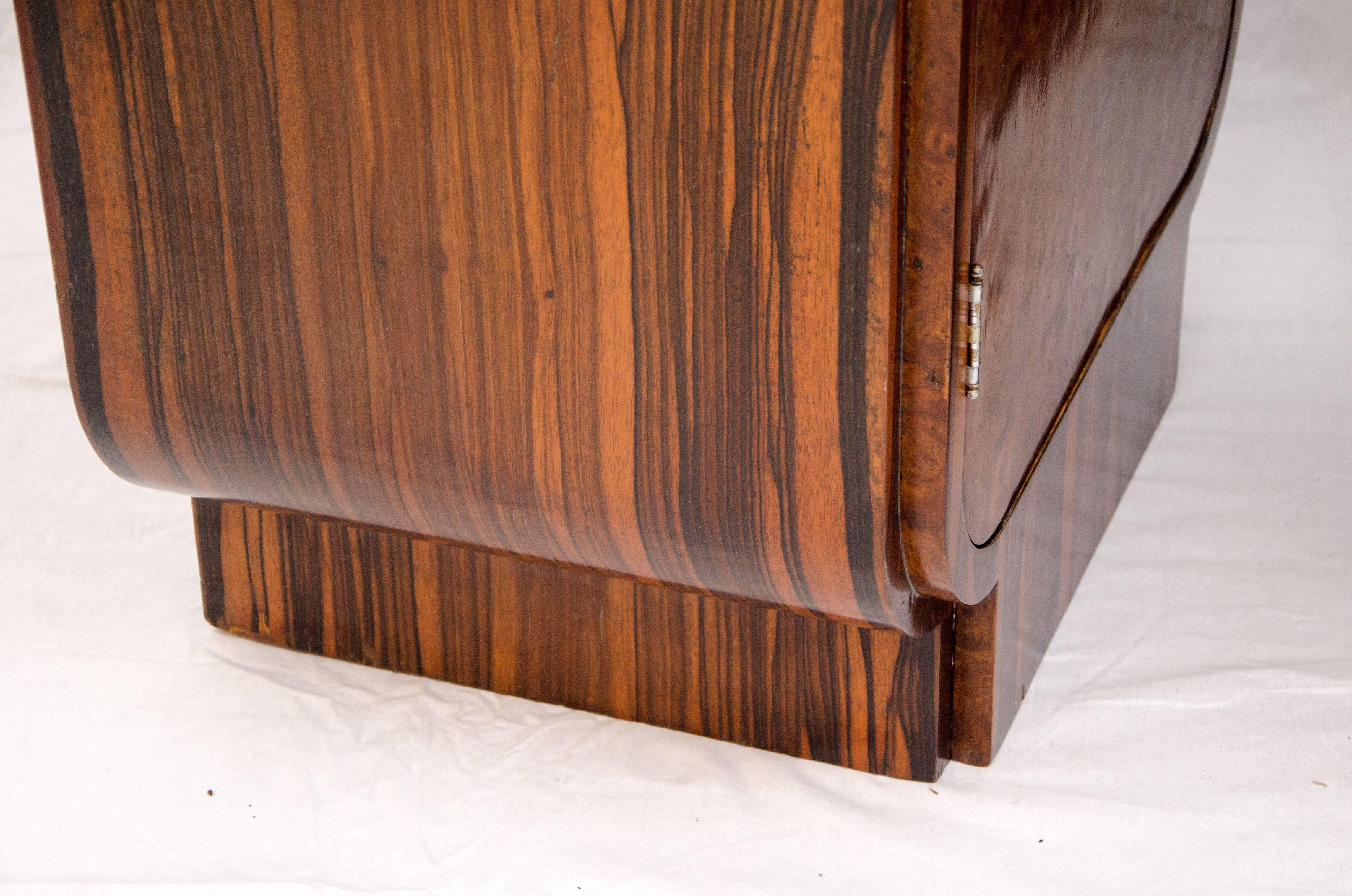 Pair of French Art Deco Nightstands, Macassar Ebony and Carpathian Elm ...