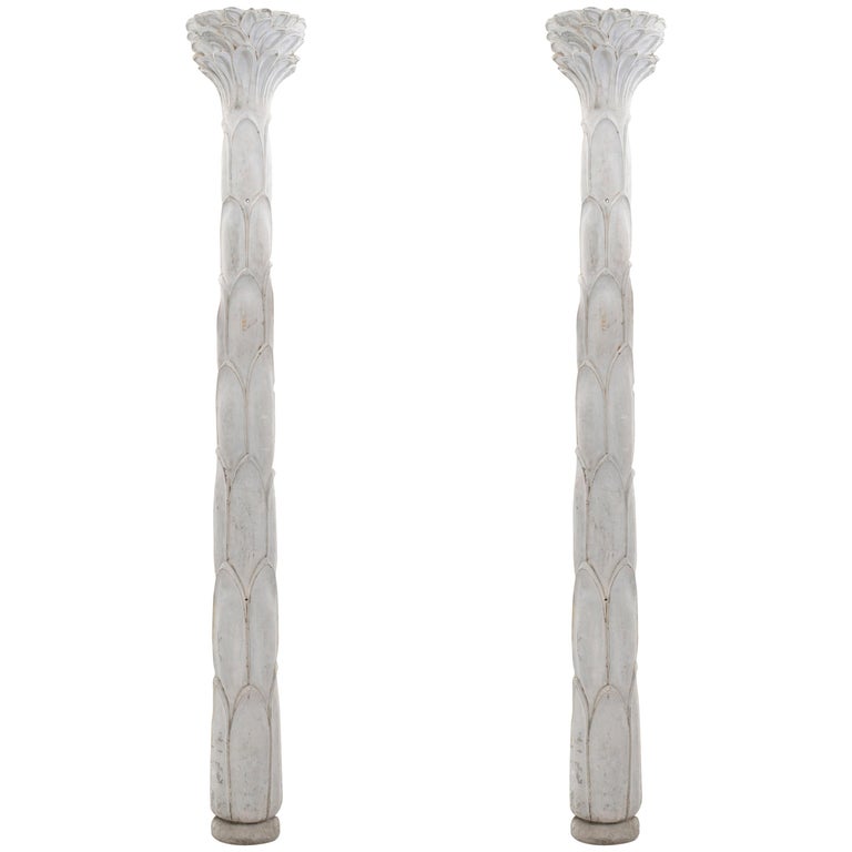 Pair of French Art Deco White Pilasters at 1stDibs | palm tree columns ...