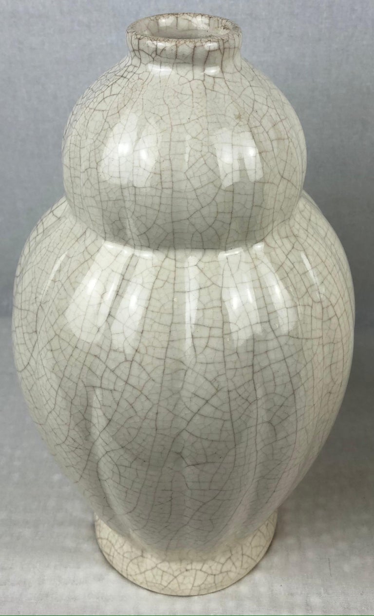 Pair of French Art Deco Saint Clement Crackle Ceramic Vases For Sale at ...