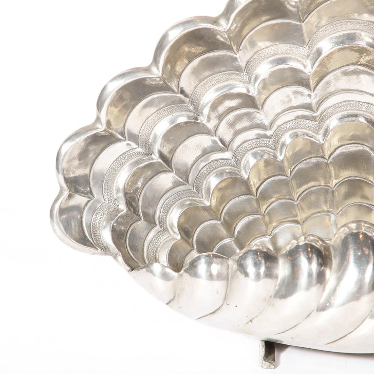 Pair of French Art Deco Shell Lamps in Polished Pewter by Vincent ...