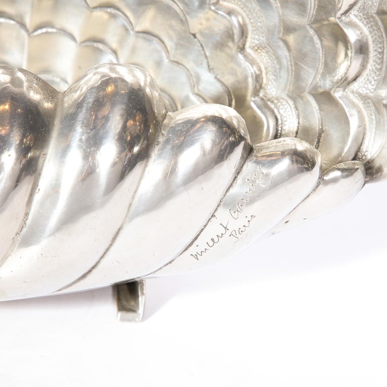 Pair of French Art Deco Shell Lamps in Polished Pewter by Vincent ...