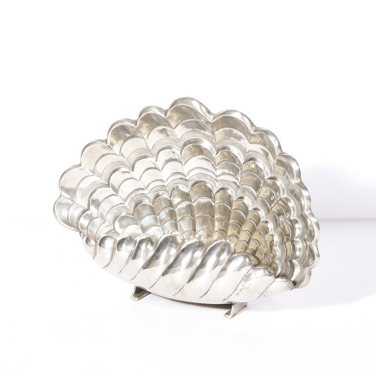 Pair of French Art Deco Shell Lamps in Polished Pewter by Vincent ...