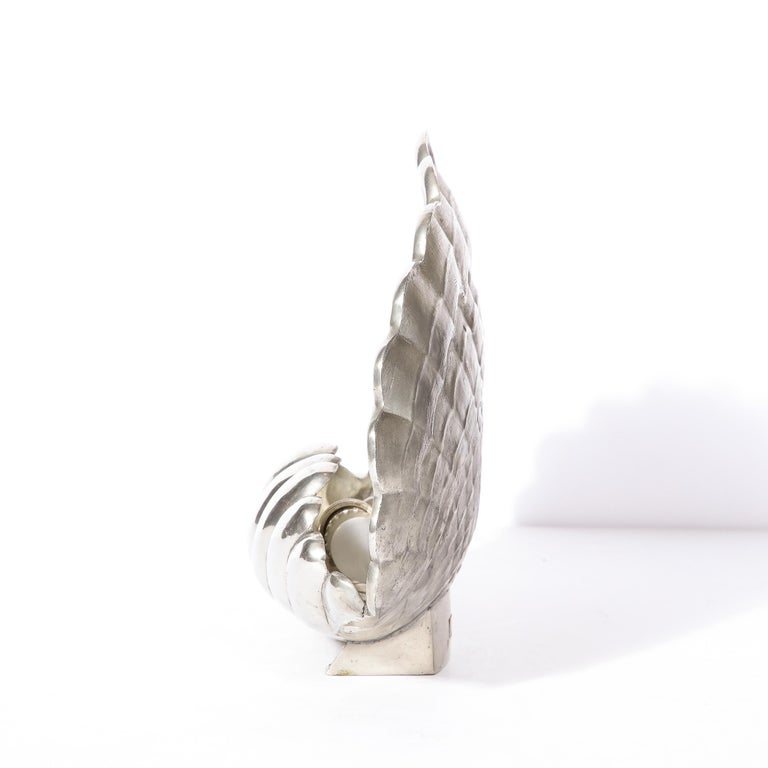 Pair of French Art Deco Shell Lamps in Polished Pewter by Vincent ...