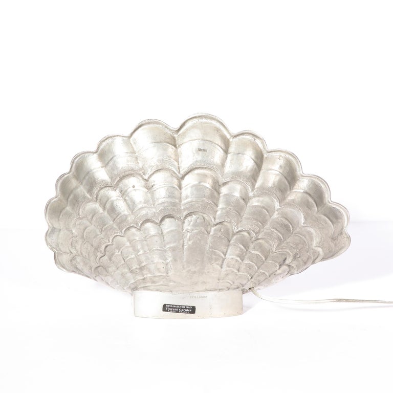 Pair of French Art Deco Shell Lamps in Polished Pewter by Vincent ...