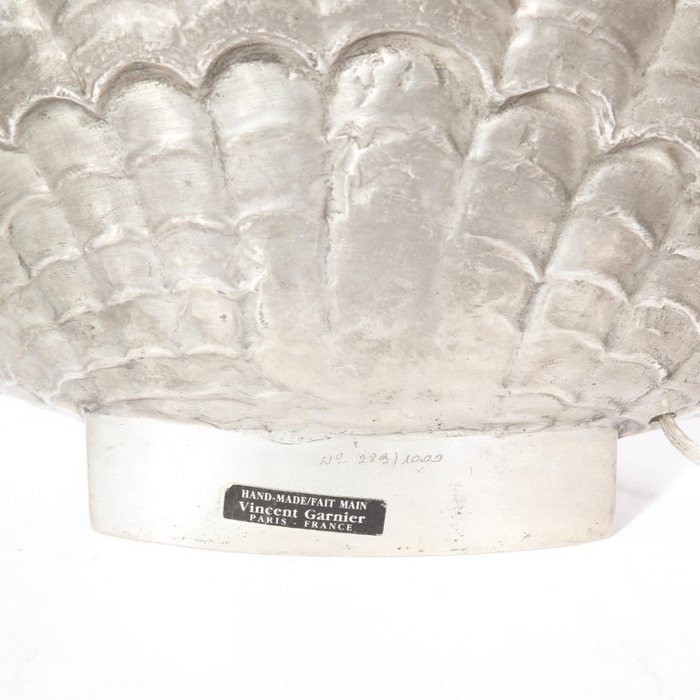Pair of French Art Deco Shell Lamps in Polished Pewter by Vincent ...