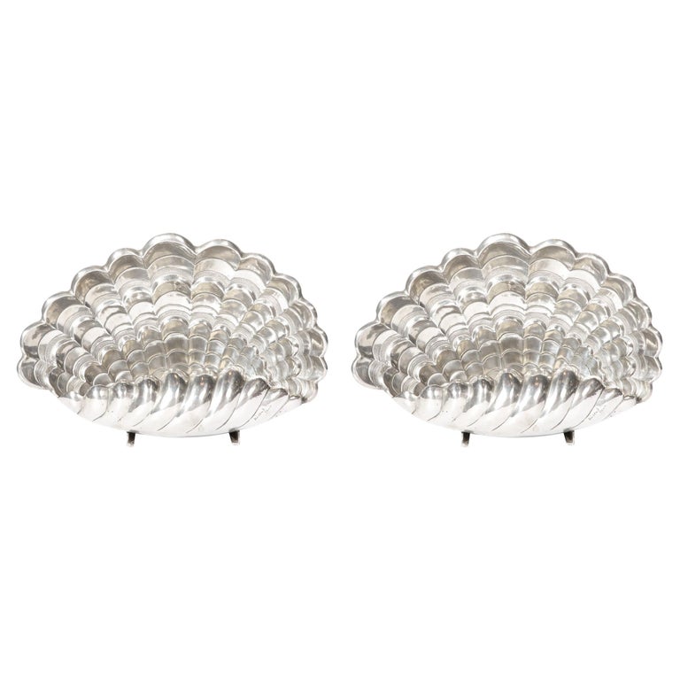 Pair of French Art Deco Shell Lamps in Polished Pewter by Vincent ...