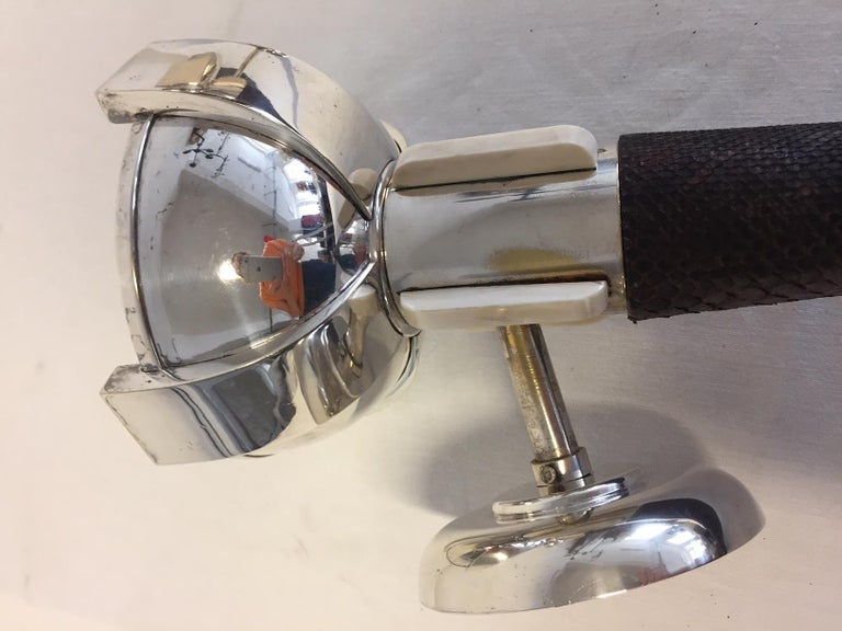 Pair of French Art Deco Silver and Snake Skin Torch Design Wall Sconces ...