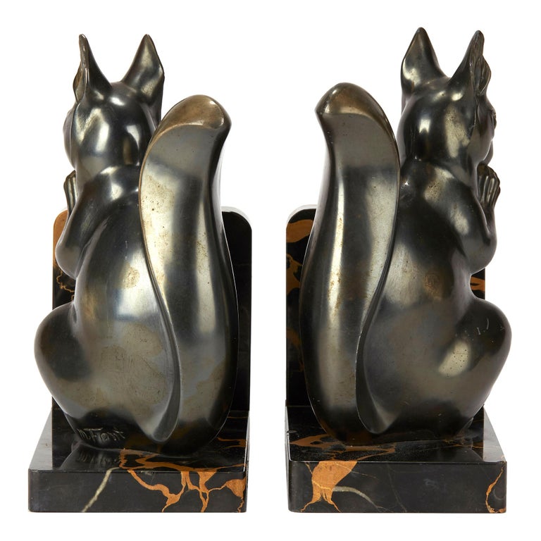 Pair of French Art Deco Squirrel Mounted Bookends by Maurice Font at ...