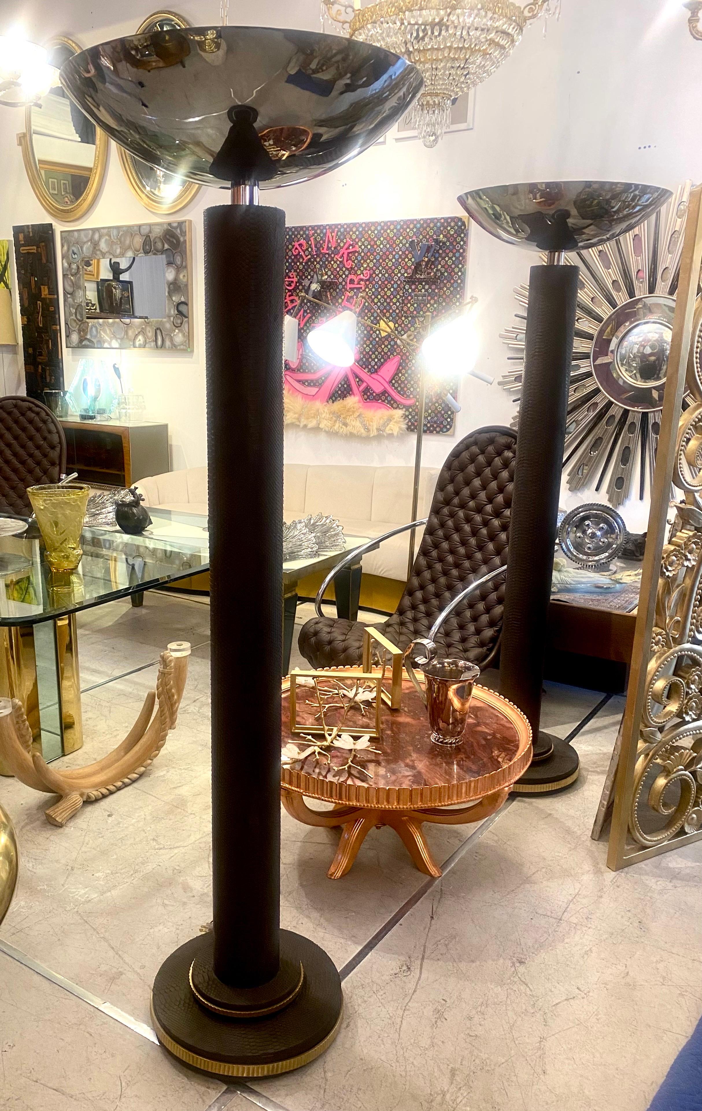 Pair of French Art Deco Torch Floor Lamps For Sale at 1stDibs