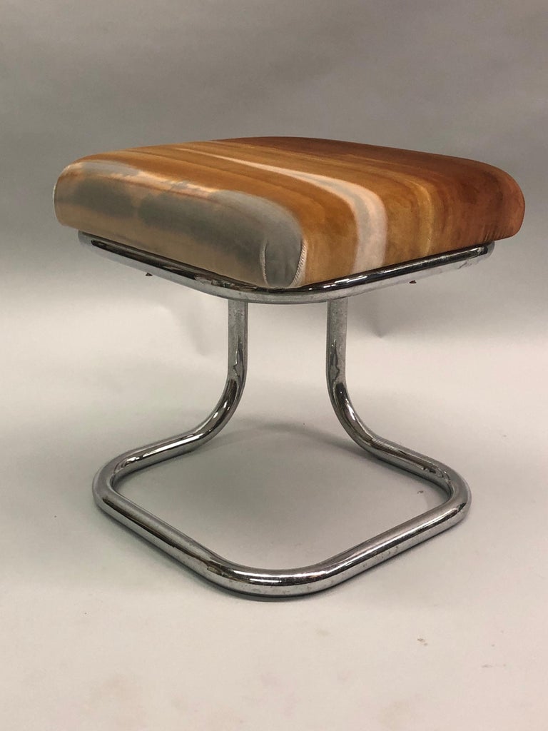 Pair of French Modernist ‘Bauhaus’ Stools with Upholstered Seats by ...