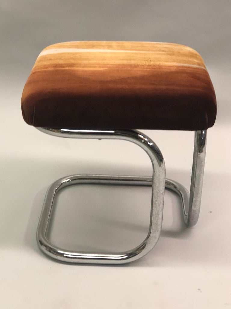Pair of French Modernist ‘Bauhaus’ Stools with Upholstered Seats by ...