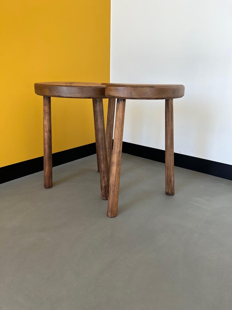 Pair of french "beans" stool in OAK, 1950's For Sale at 1stDibs
